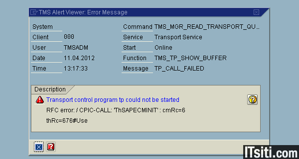 SM59: user is not authorized to start TP